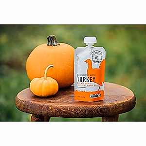 Serenity Kids 6+ Months Baby Food Pouches Puree Made With Ethically Sourced Meats & Organic Veggies | 3.5 Ounce BPA-Free Pouch | Pasture Raised Turkey, Sweet Potato, Pumpkin, Beet | 6 Count