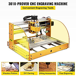 VEVOR CNC Router Machine, 3018-PRO w/GRBL Offline Control, Limit Switches & Emergency-Stop, PCB PVC Wood leather Engraving Machine, Dustproof Safe Acrylic Baffle, XYZ Working Area 300 x 180 x 45mm