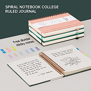 Lined Spiral Journal Notebook with 320 Numbered Pages, B5 College Ruled Thick Journals for Writing with 100GSM Paper, Hardcover Notebooks with Contents for Work, School, Women, Men, Green