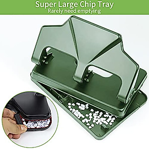 Heavy Duty 3 Hole Punch, 40-Sheet Heavy Duty Paper Punch, 50% Reduced Effort 3-Hole Punch, AFMAT Metal Hole Puncher 3 Ring, Three-Hole Paper Puncher w/Large Chip Tray for Classroom, Office, Green