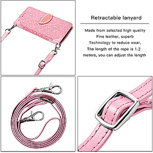 ONV Wallet Case Compatible with Samsung Galaxy S9 Plus -1.5M Adjustable Strap Emboss Feather Flip Phone Case Card Slot Magnet Leather Shell Flip Stand Cover for Samsung Galaxy S9 Plus [MZY] -Pink