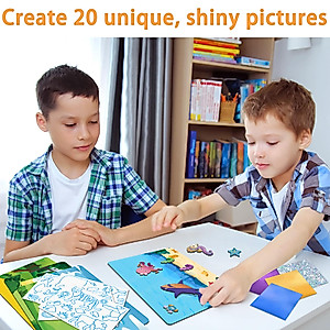 SOOVSY 200 Sheets Animals Foil Art Fun Kit for Kids, Foil Art for Kids Crafts Kit DIY Creative Activity Birthday Christmas Gift Travel Toys for 4 5 6 7 8 9 Years Old Kids Girls Boys Arts & Crafts
