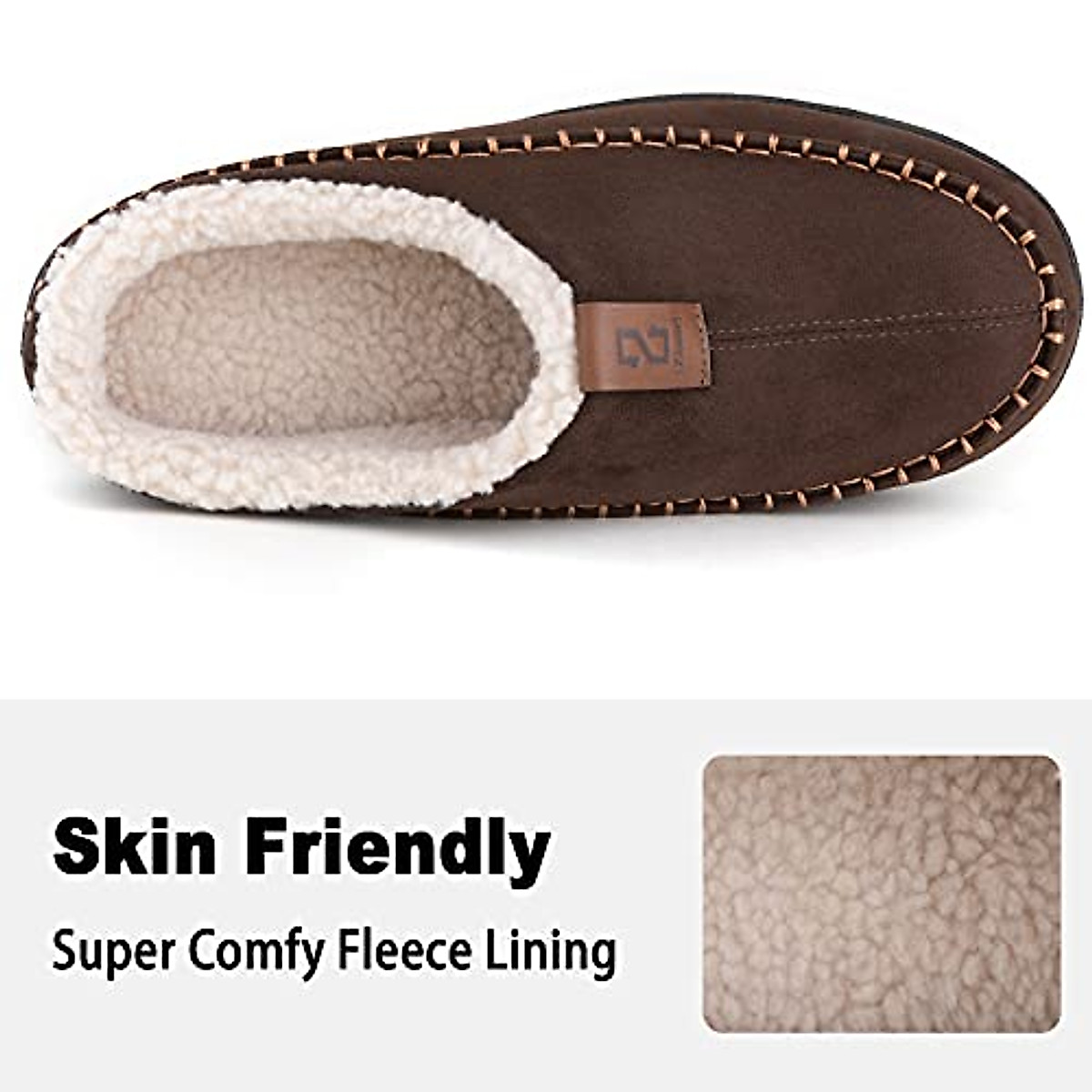 Zizor Mens Slippers, Slip On House Slippers for Men, Mens Gifts, Memory Foam, Indoor Outdoor House Shoes, Clogs with Rubber Sole (Moc Coffee, Size 11-12)