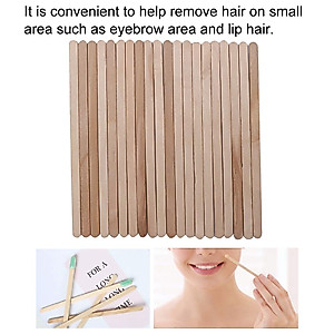 100 Hair Removal Stick,Wax Sticks, Disposable use design clean and hygienic Wood Waxing Craft Sticks Spatulas Applicators for Face Eyebrows Lip Hand Hair Removal Eyebrow and Body
