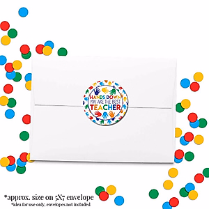 You’re The Best Teacher Handprint Themed Appreciation Thank You Sticker Labels, 40 2" Party Circle Stickers by AmandaCreation, Great for Envelope Seals & Gift Bags