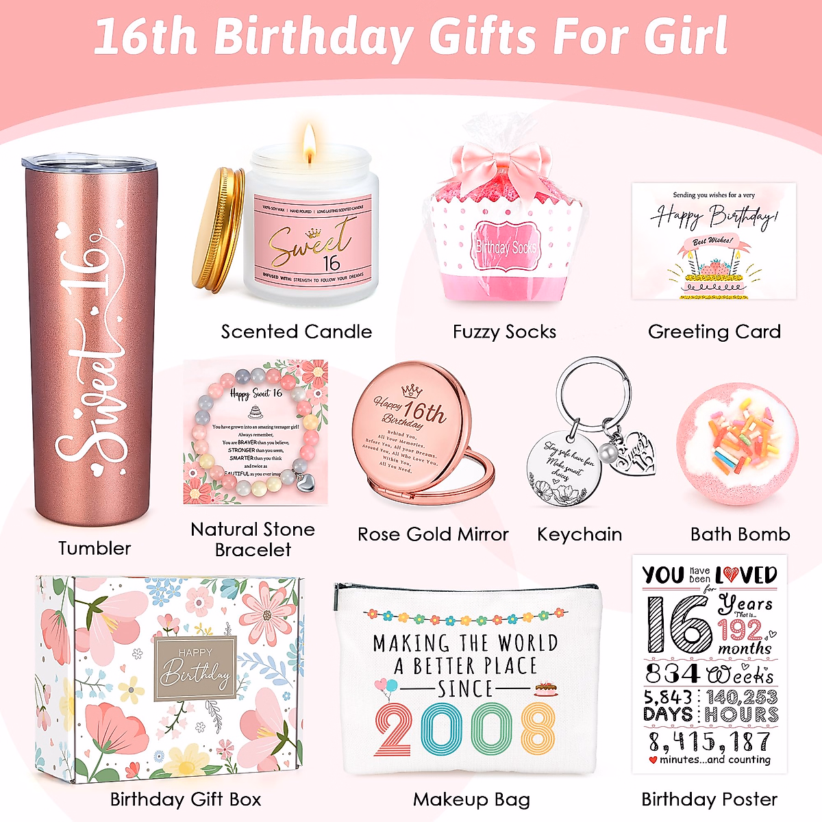 Sweet 16 Gifts for Girls 16th Birthday Gifts for Girls Teenager Girl Gift Ideas 16 Birthday Gifts for Girls Teen Girl Birthday Gifts for 16 Year Old Girls Gifts for Teenagers Unique Sweet 16 Gifts