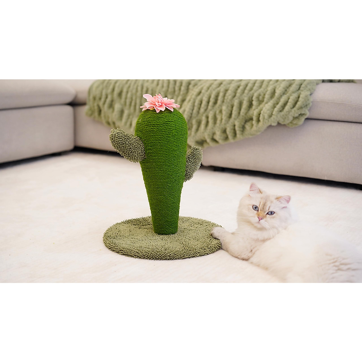 LIFLIX Cactus Cat Scratching Post, 17'' Cute and Fun Sisal Cat Scratcher for Indoor Cats and Kittens