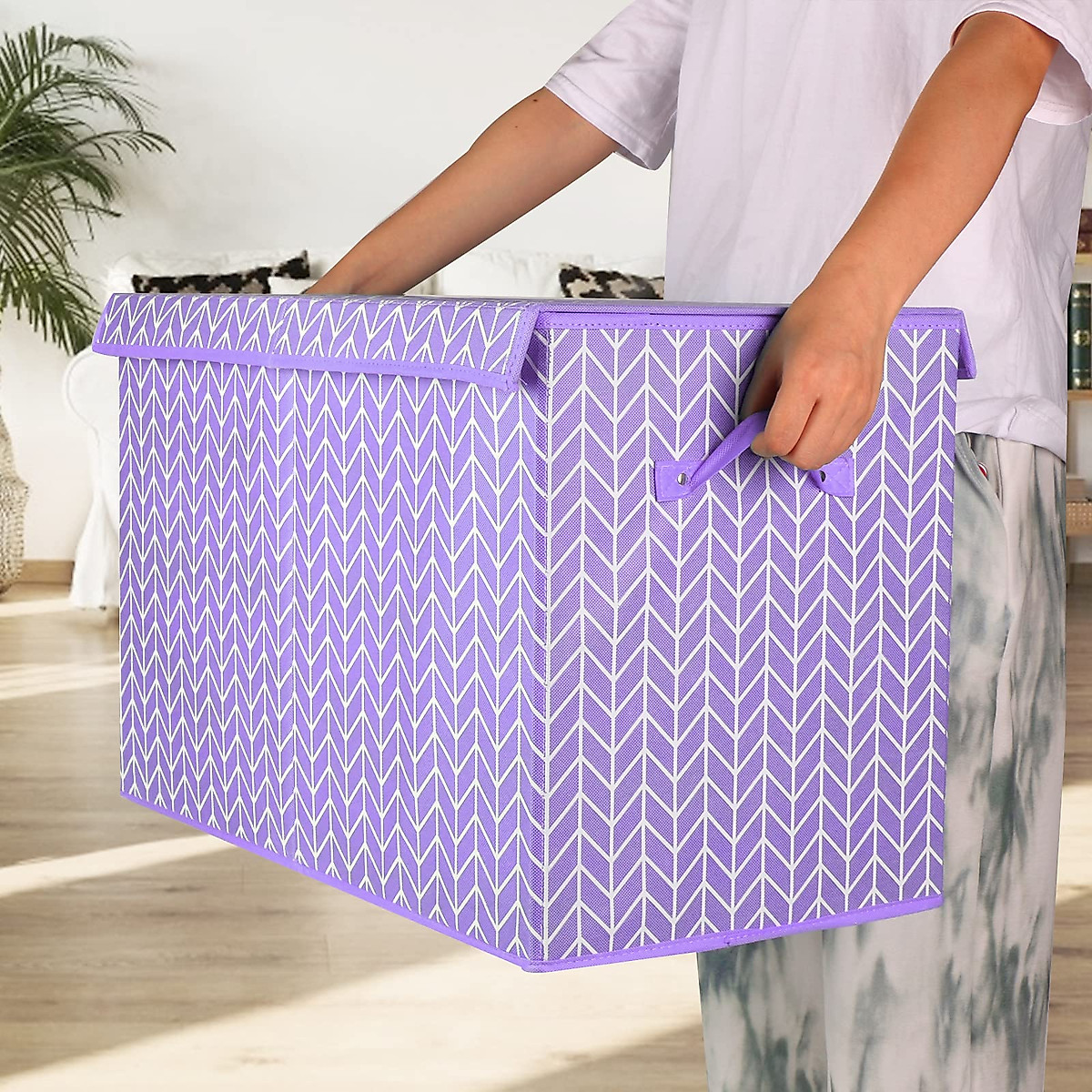 Mayniu Large Toy Box Chest Storage Bins with Lid, Toys Organizers Storage Boxes Basket with Sturdy Handles for Boys, Girls, Nursery, Playroom, Closet, Bedroom