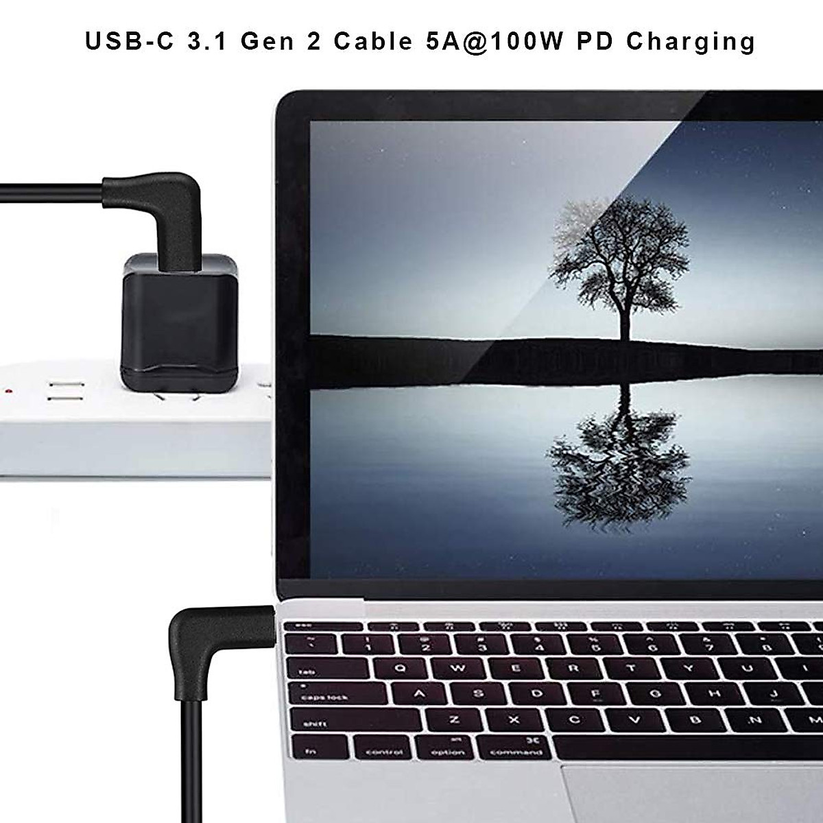 QCEs Right Angle USB C to USB C 3.1 Gen 2 Cable 6.6Ft, Type C Cable 10Gbps 100W PD Charging 4K Video Display Compatible with MacBook Pro/Air 2023 iPad Pro/Air, Galaxy S23/S22/S21/Note 20/10
