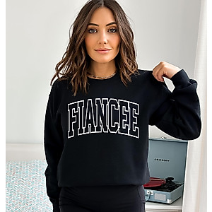 Up2ournecksinfabric - Engagement Gift - Fiance Sweatshirt - Newly Engaged - Black Crewneck Sweatshirt - Fiancee