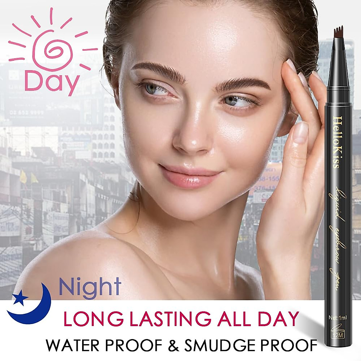 Eyebrow Pencil Dark Brown, Waterproof Microblade Eyebrow Pen 4 Fork Tip Pencil,Smudge Proof Brow Pen Long Lasting Lift & Snatch Liquid Brow Eyebrow Marker Pen that Looks Like Hair