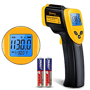 Etekcity Infrared Thermometer 1080, Heat Temperature Temp Gun for Cooking, Laser IR Surface Tool for Pizza Oven, Meat, Griddle, Grill, HVAC, Engine, Accessories, -58°F to 1130°F, Yellow