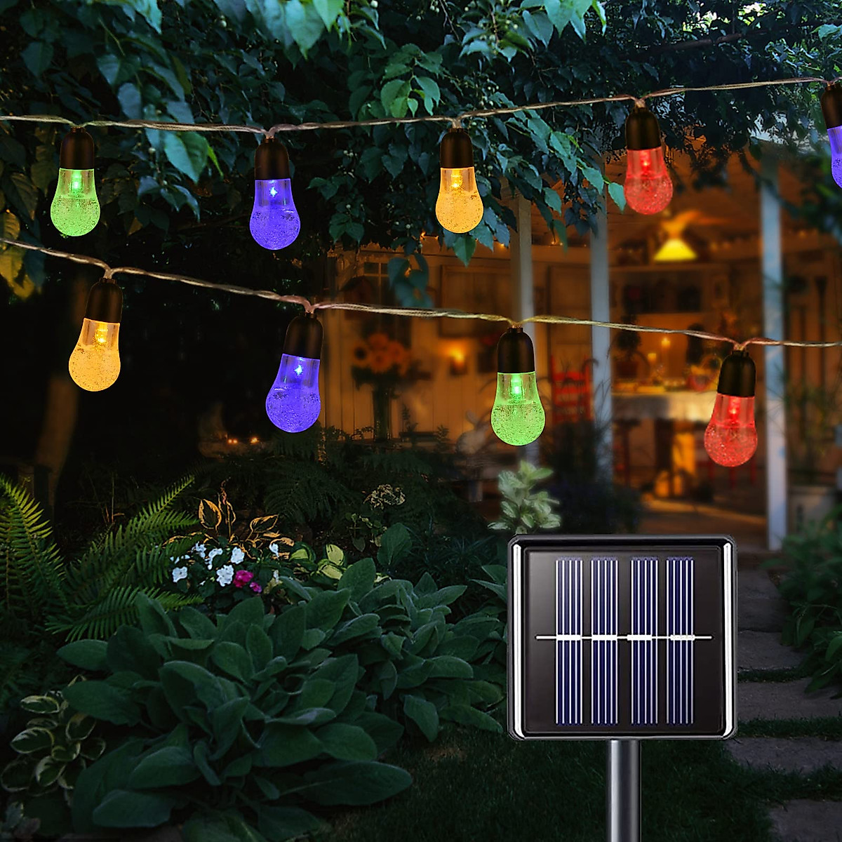 SLASHOME Solar String Lights Outdoor, 28.8Ft 30LED Waterproof Globe Fairy Lights, Solar Powered Lights with 8 Modes Light for Garden Porch Party Decor