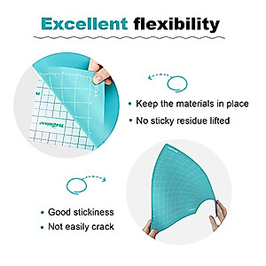 TECKWRAP Light Grip Adhesive Cutting Mat 3 Pack 12"x12" - For Explore/Maker/Silhouette Cameo4 with 1 Squeegee Vinyl Scraper Quilting Cut Mats Replacement for Arts & Crafts Projects - Blue