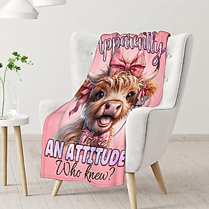 Kids Blanket, 80 x 60 Inches Soft Fuzzy Highland Cow Blanket for Girls Boys, Cozy Funny Highland Cow Theme Blanket, Warm Flannel Throw Blankets Bed Bedding Room Decor, Camping, Travel, Chair