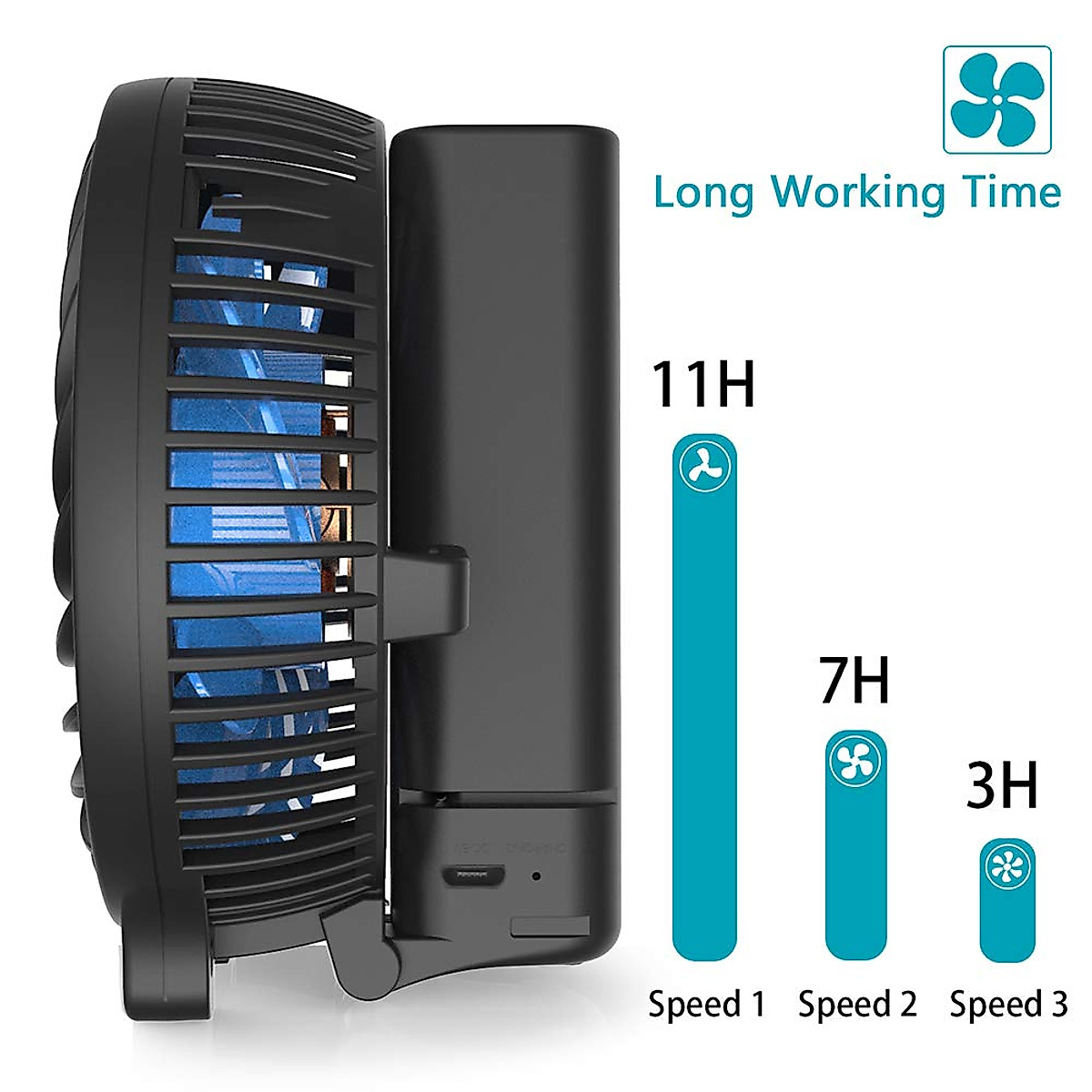 Portable Handheld Fan,USB Rechargeable Mini Fan with 2200mAh Battery Operated, Small Hand Held Fans 3 Speeds Adjustable, 180° Rotation Foldable Personal Desk Fan for Home Office Desktop and Travel