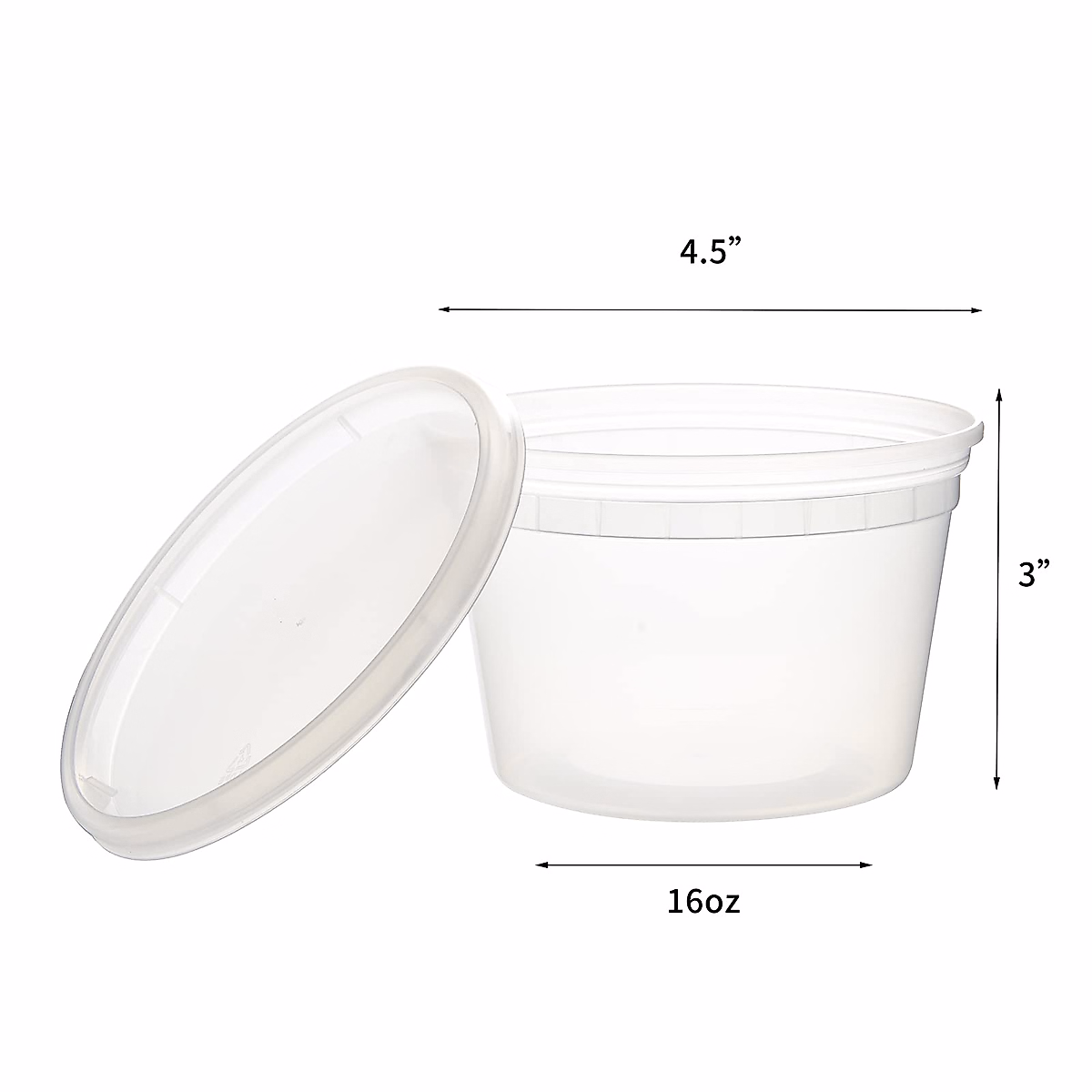 [48Set - 16oz.] Plastic Deli Food Storage Containers With Plastic Lids, Disposable togo containers for soup, Meal Prep, Slime | BPA Free | Stackable | Leakproof | Microwave | Dishwasher | Freezer Safe