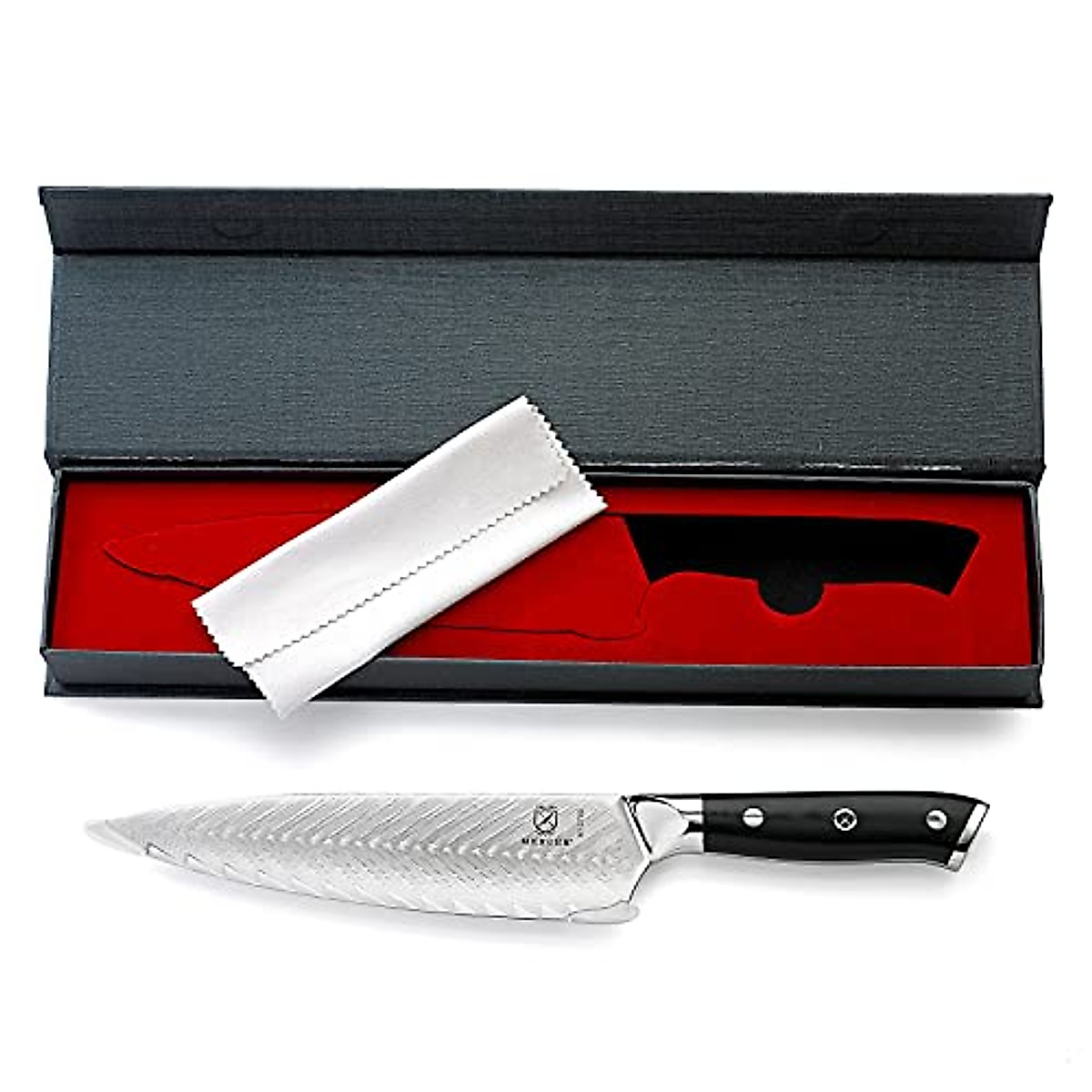 Mercer Culinary M13780 Premium Grade Super Steel, 8-Inch Chef's Knife w/Leaf Pattern Blade, G10 Handle