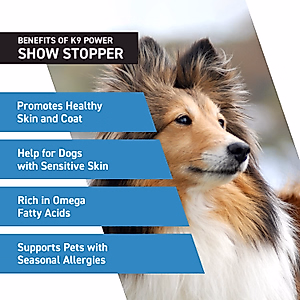 K9 Power Show Stopper - Premium Dog Skin Supplement, Dog Seasonal Allergy Relief, Dog Probiotics for Itchy Skin That Reduces Hot Spots and Excessive Shedding, 1lb