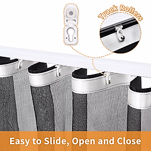 Sliding Garage Door Screen with Track Closure - Retractable Privacy Curtain Keep Annoying Animals Out Easy Install Heavy Duty Fiberglass Mesh Net for Opening Garage Patio (Black, 16 ft x 7 ft)