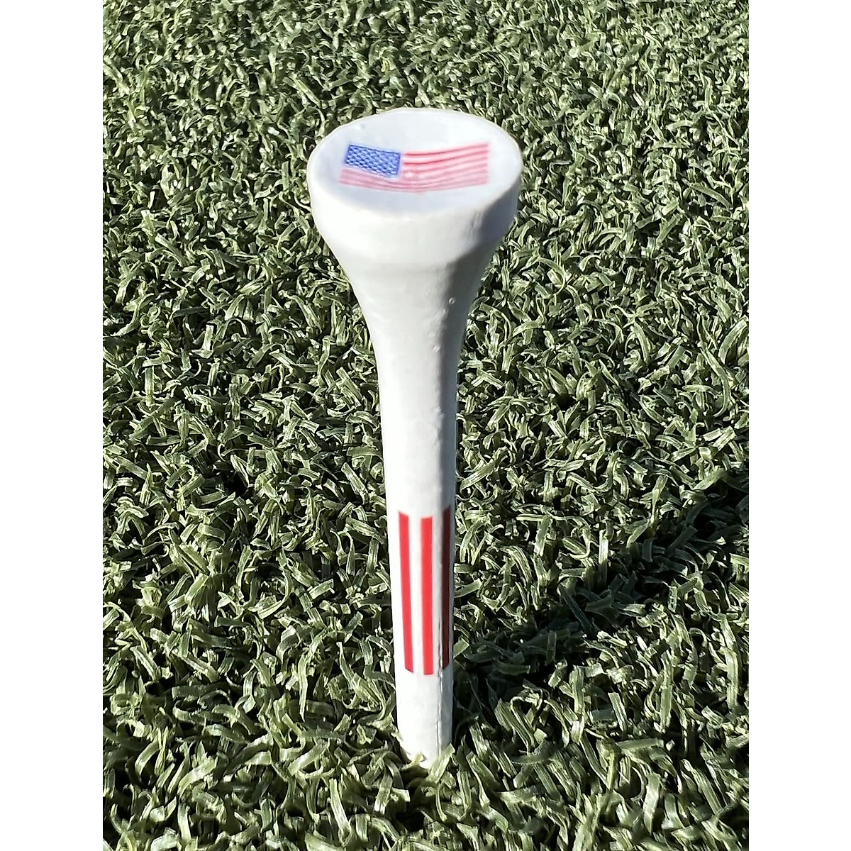 American Flag Wood Golf Tees - 2 3/4 inch 100 tees per Pack - USA Golf Tees - Red, White, and Blue - American Flag in Tee Cup - Value Pack - Custom Design - Golf Essentials -