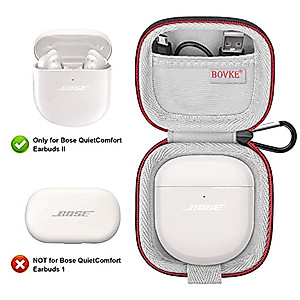 BOVKE Carrying Case for Bose QuietComfort Earbuds II/Bose QC Earbuds 2 Wireless Noise Cancelling in-Ear Headphones, Extra Mesh Pocket for Cables and Eartips, Black (Case Only)
