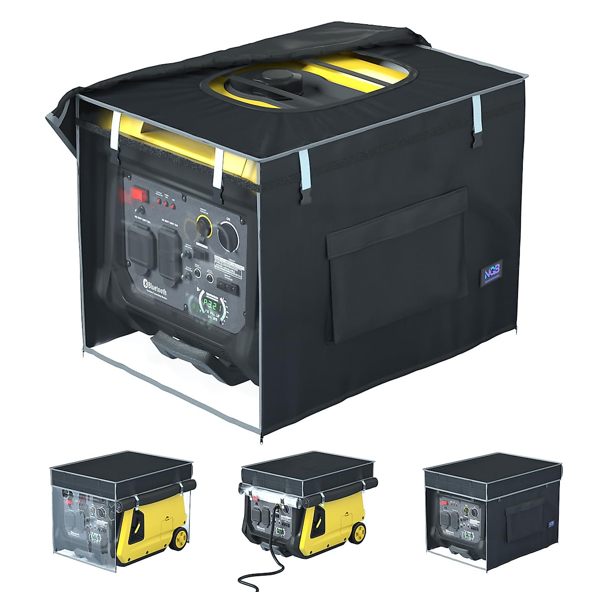 NGB Outdoor Generator Cover for 3700-7250W Inverter Generators Made of 600D+210D Double Layer Heavy-Duty Waterproof Fabric With Visible Operating Window Generator Running Cover 24.8"Lx20.2"Wx20.8"H .