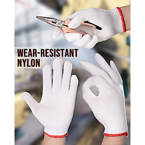 SATINIOR 36 Pairs Hand Work Gloves White Cotton Liners Gloves Safety Work Gloves Liners Men Women Cotton BBQ Gloves (Red Edging), One Size