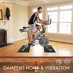 Crostice Double Mat Compatible with Peloton Bike, for Most Bike, Thickness 6mm, Bike Trainer Accessories, 11.8x24 inch * 2 Mat Protect Hardwood Floor Carpet, for Cycling Home Gym Exercise