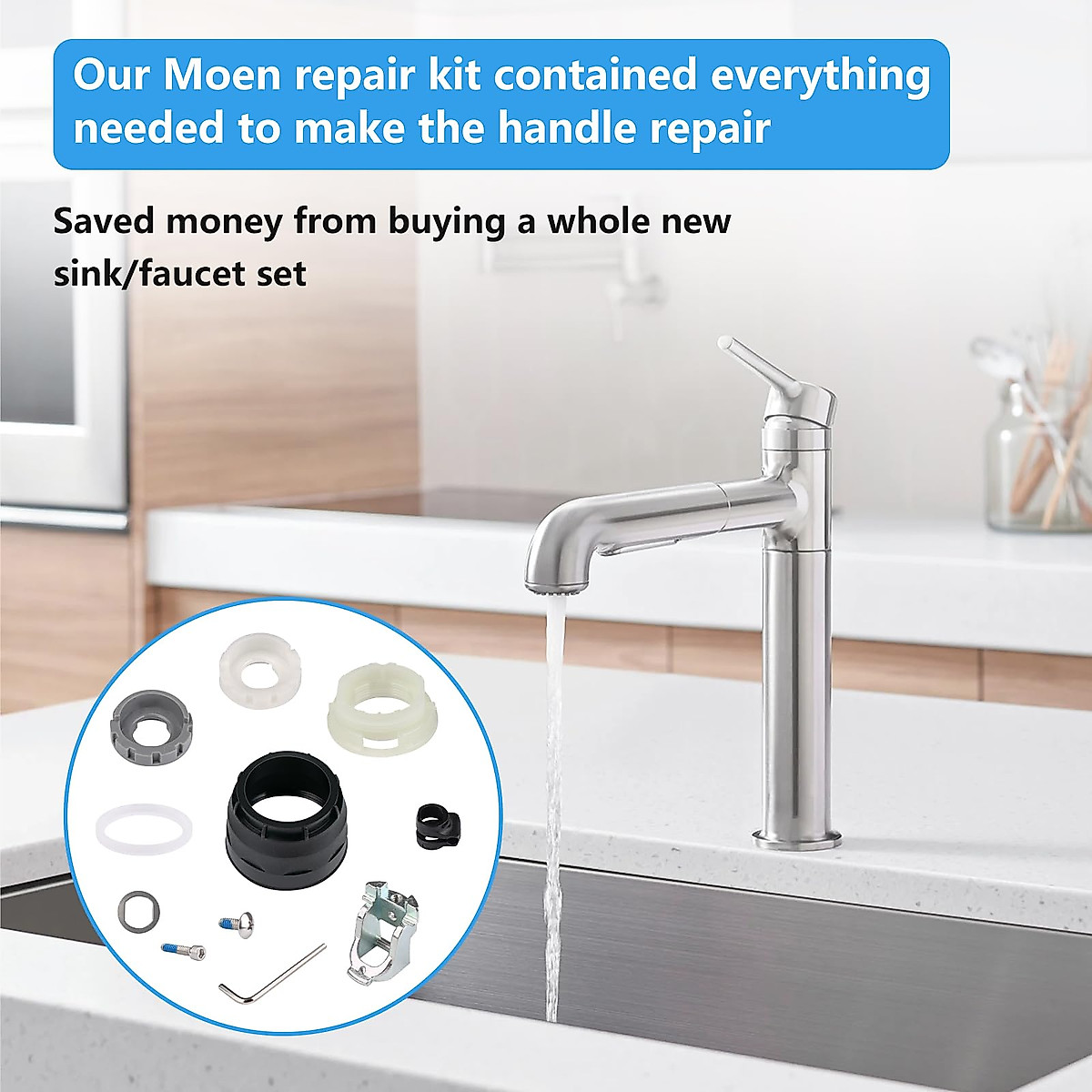 93980 Kitchen Faucet Repair Kit Replacement Handle Mechanism Kit for Moen One-Handle Kitchen Faucet Repairs