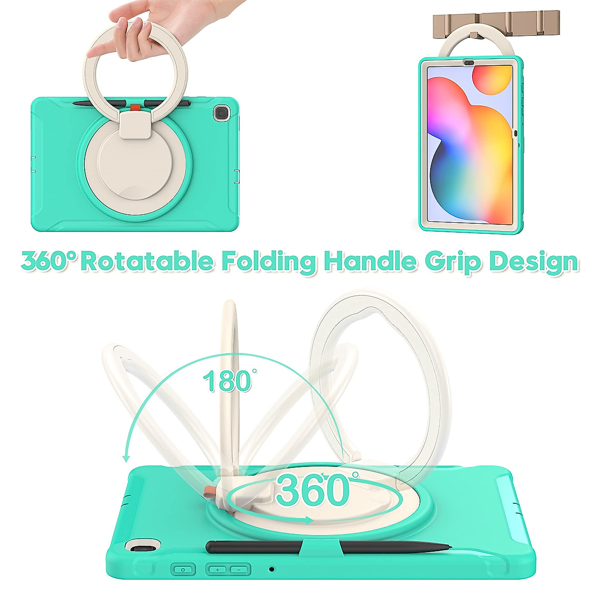 Tablet PC Case Kids Cover Compatible with Samsung Galaxy Tab S6 Lite 10.4"/ P610 - Rotating Shockproof Handle with Stand Kid-Proof Case,Rugged Heavy Duty Protective Tablet Case Tablet Home (Color : M
