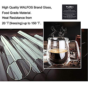 Hovico Insulated Coffee Mugs, Glass Coffee Mugs Set of 4, Clear Coffee Mug 12 Oz, Double Wall Glass Coffee Cups for Latte, Cappuccino, Americano, Tea and Beverage