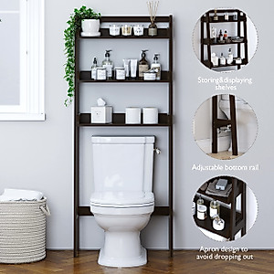 UTEX Over The Toilet Storage, 3-Tier Bathroom Shelves Over Toilet, Behind Toilet Bathroom Organizer (Espresso)