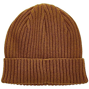 Timberland Men's Ribbed Watch Cap with Logo Plate, Wheat, One Size