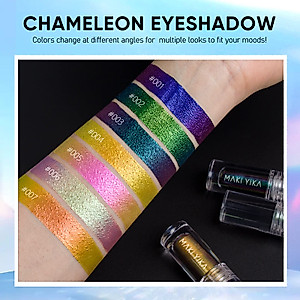 MAKI YIKA Glitter Eyeshadow Rose Pink Liquid Multichrome Eyeshadows Long Lasting, Metallic Chameleon Eye Shadow Smudgeproof Holographic Multi-Dimensional Eye Looks (#5 Moonbow)