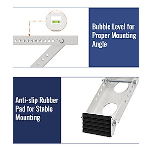 LuckIn AC Window Air Conditioner Support Bracket, Universal for 12,000-24,000 BTU AC Units, Up to 165 lbs, Heavy Duty AC Mounting Bracket, Adjustable Extender Leg & Built-in Bubble Spirit Level