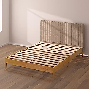 ZINUS Amelia Wood Platform Bed Frame with Upholstered Headboard / Solid Wood Bed / No Box Spring Needed / Easy Assembly, Full