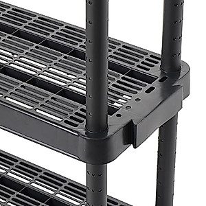 Gracious Living 14 x 32 x 54.5 Inch 4 Tier Adjustable Ventilated Medium Duty Shelving Units for Home, Garage, Basement, and Laundry, Black