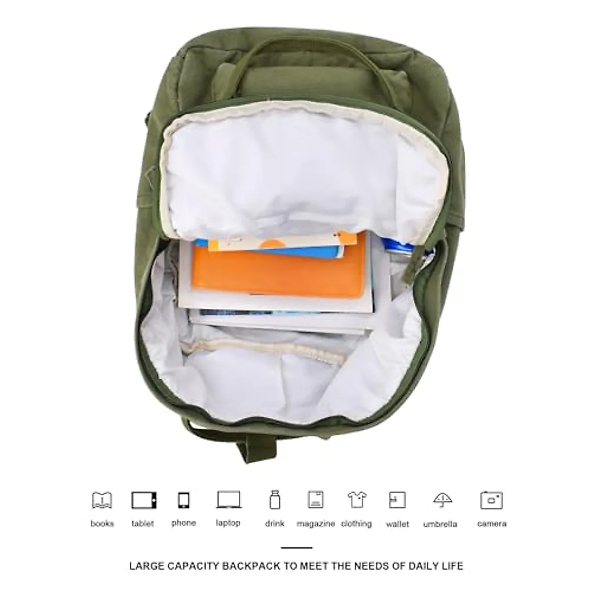 TeeYee Canvas Backpack Women Retro Large Capacity Backpack Casual Versatile Backpack BAG157green