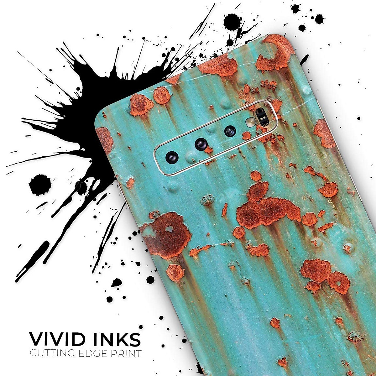 DesignSkinz Teal Painted Rustic Metal Protective Vinyl Decal Wrap Skin Cover Compatible with The Samsung Galaxy S20 (Screen Trim & Back Glass Skin)