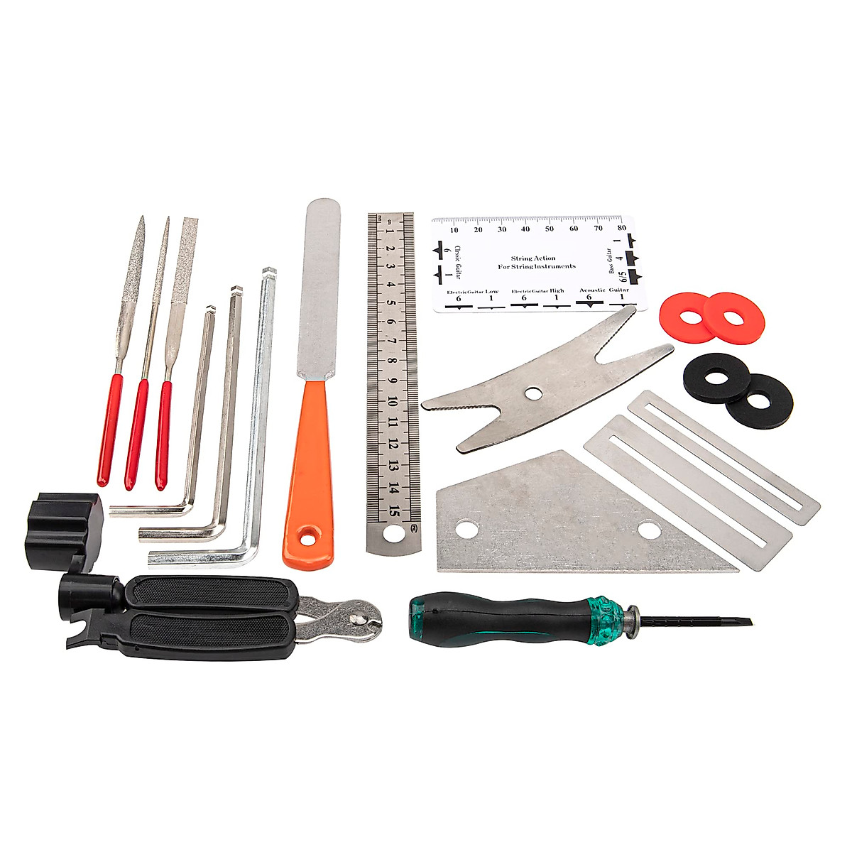 20Pcs Yootones Guitar Tool Kit Repairing Maintenance Tools with String Organizer Guitar Winder String Cutter String Action Ruler Gauge