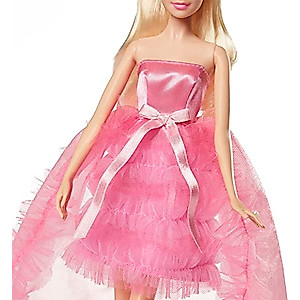 Barbie Birthday Wishes Doll with Blonde Hair and Pink Satin and Tulle Dress, Special Occasion Gifts and Collectibles