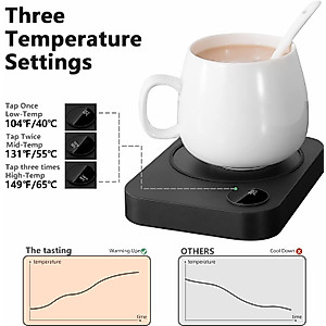 Coffee Mug Warmer, Coffee Mug Warmer for Desk with Auto Shut Off & 3 Temperature Settings, Smart Coffee Cup Warmer for Desk, Beverage Warmer for Tea, Milk, Coffee, Wax and Candle
