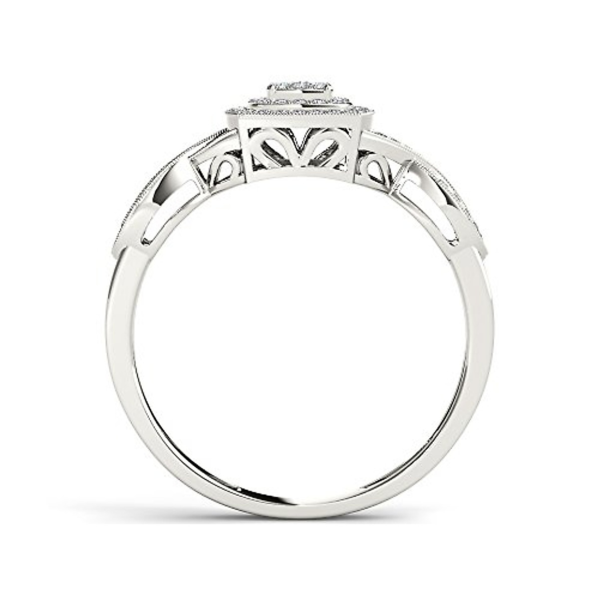 Diamond2Deal 1/4 cttw Round Diamond Halo Engagement Wedding Ring 10k Gold (Color H-I Clarity I2)