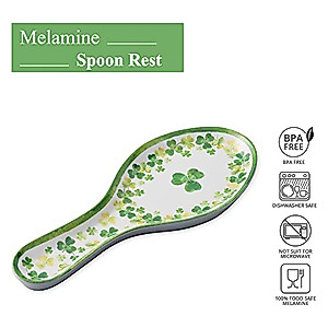 UPware Melamine Spoon Rest Spoon Holder Kitchen Utensil Holders 9.625 Inch for Kitchen Counter Dining Table (Shamrock)