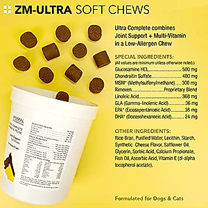 Animal Pharmaceuticals ZM-Ultra Complete Joint Support Soft Chews - Glucosamine Chondroitin for Dogs & Cats - Hip and Joint Health & Mobility Support Supplement - 60 ct