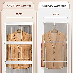 Portable Closet Clothes Wardrobe Plastic Bedroom Armoire 14"x20" Depth Cube Storage Organizer with Hanging Rod and Doors，15 Cubes, White (Door Accessories)