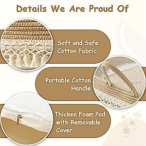 YOMECHEO Baby Changing Basket, Diaper Changing Basket for Baby, Boho Nursery Decor Changing Table Baskets for Dresser with Extra Foam Cushion, Waterproof Changing Mat, Storage Bag & Adorable Stickers