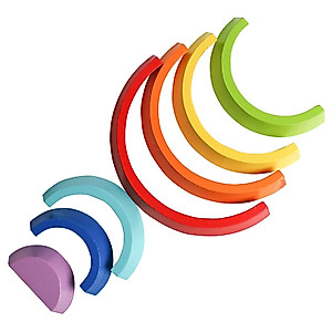 kizh Wooden Rainbow Stacker Nesting Puzzle Blocks Tunnel Stacking Game Building Blocks Color Shape Matching Jigsaw Educational Toys Puzzle for Kids Baby Toddlers Children