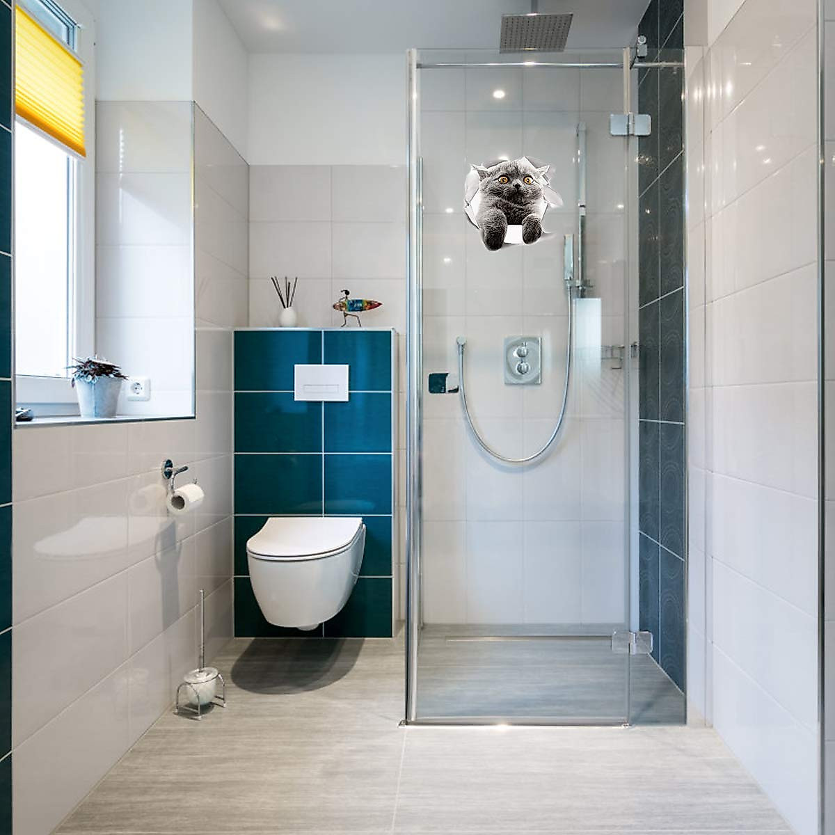 Cieovo 3D Removable Cats Large Wall Stickers Decals Cute Animal Wall Sticker Mural for Kids Cute Cat Decor Posters for Nursery Room, Toilet, Kitchen, Offices A Set of 7